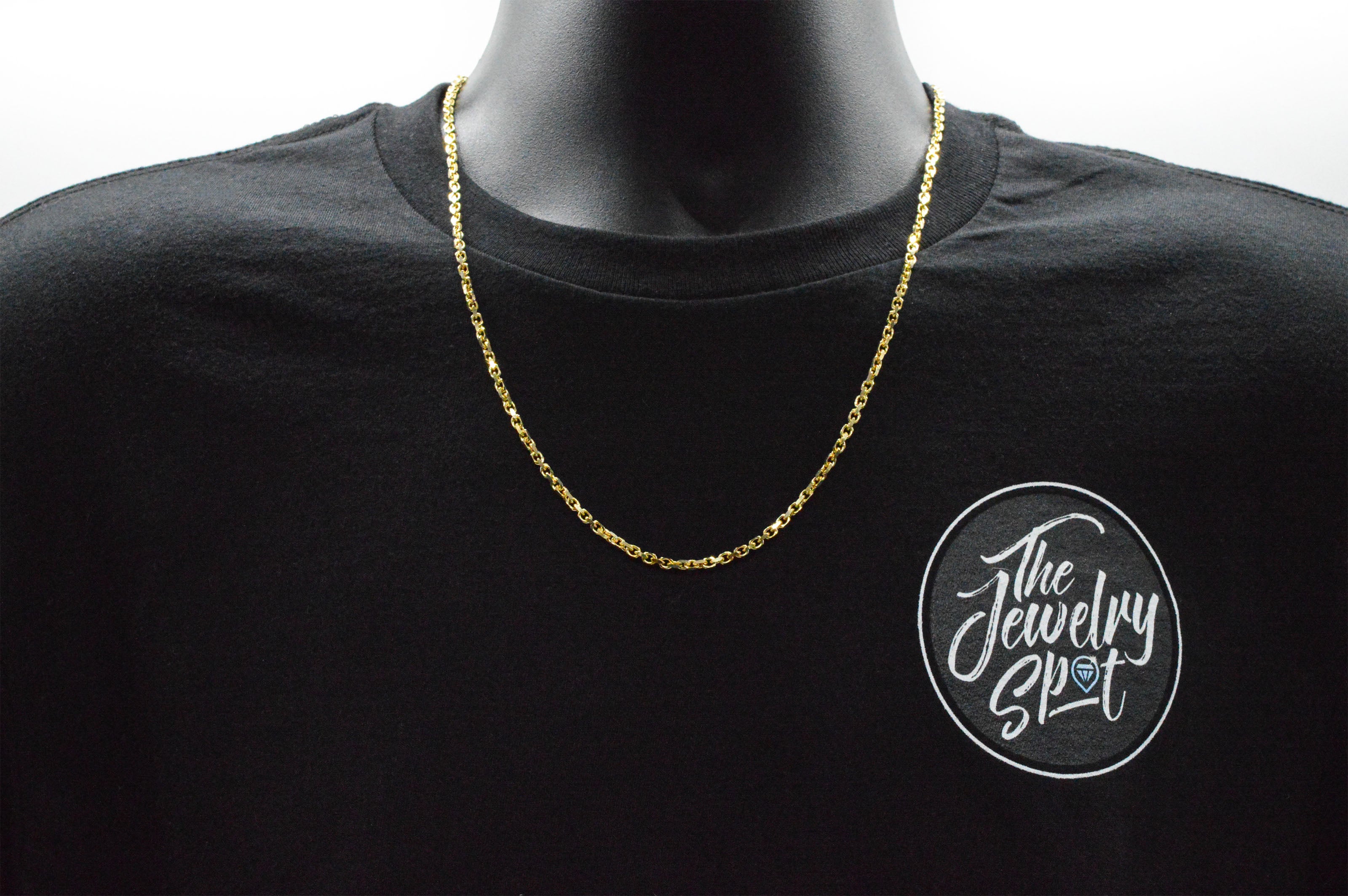 3mm Solid Gold Cable Link Necklace – Jewelry Spot USA