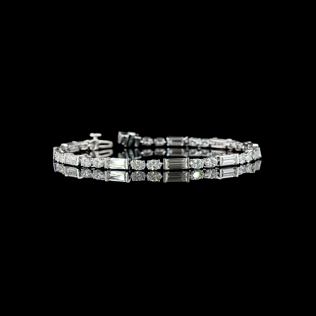 6.83 CTTW Oval Lab Diamond Tennis Bracelet (F Color and VS1 Clarity ...