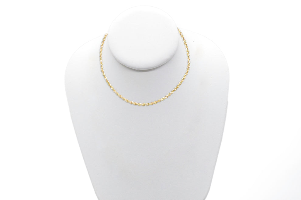 3mm Solid Gold Diamond Cut Rope Necklace – Jewelry Spot USA